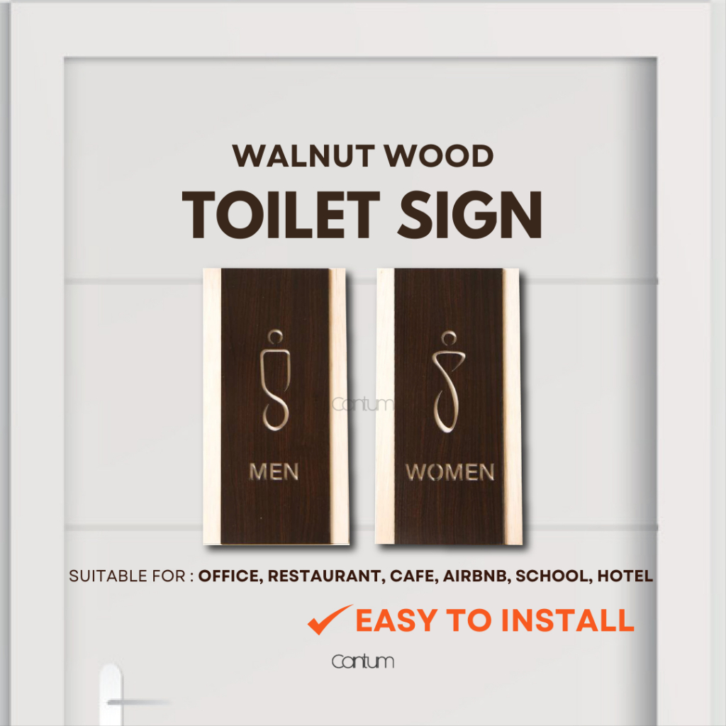 CANTUM - Walnut wood Toilet sign MEN WOMEN OKU Wooden tandas signage ...