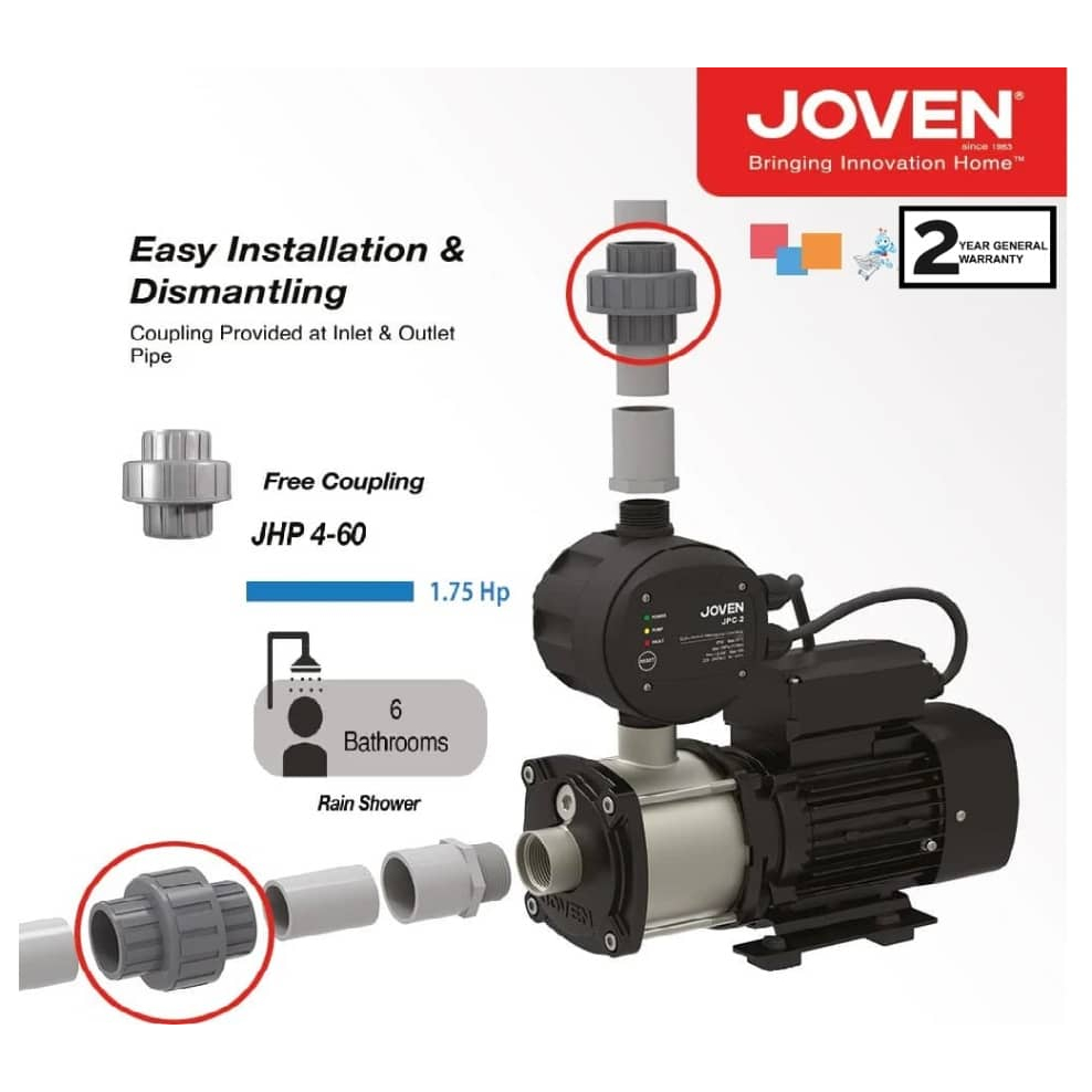 JOVEN WATER PUMP JHP4-60 (1.75hp/1.30kw) Stainless Steel Automatic Domestic JOVEN Water Pump ...