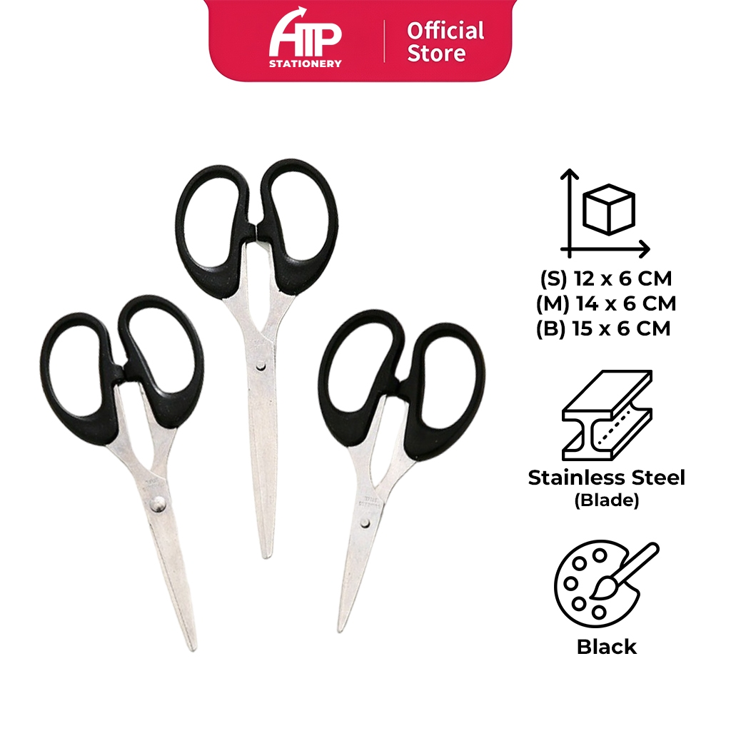 Stainless Steel Sharp Durable Black Scissors Multipurpose School Office ...