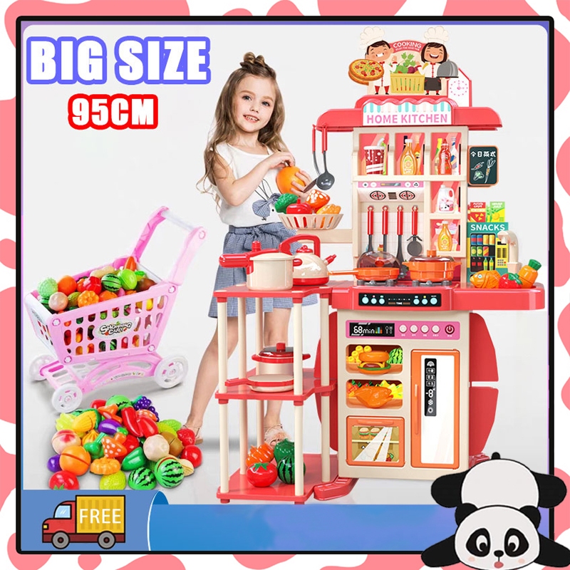 95CM Kids Kitchen Pretend Play Set Multifunction Cooking Toys with ...