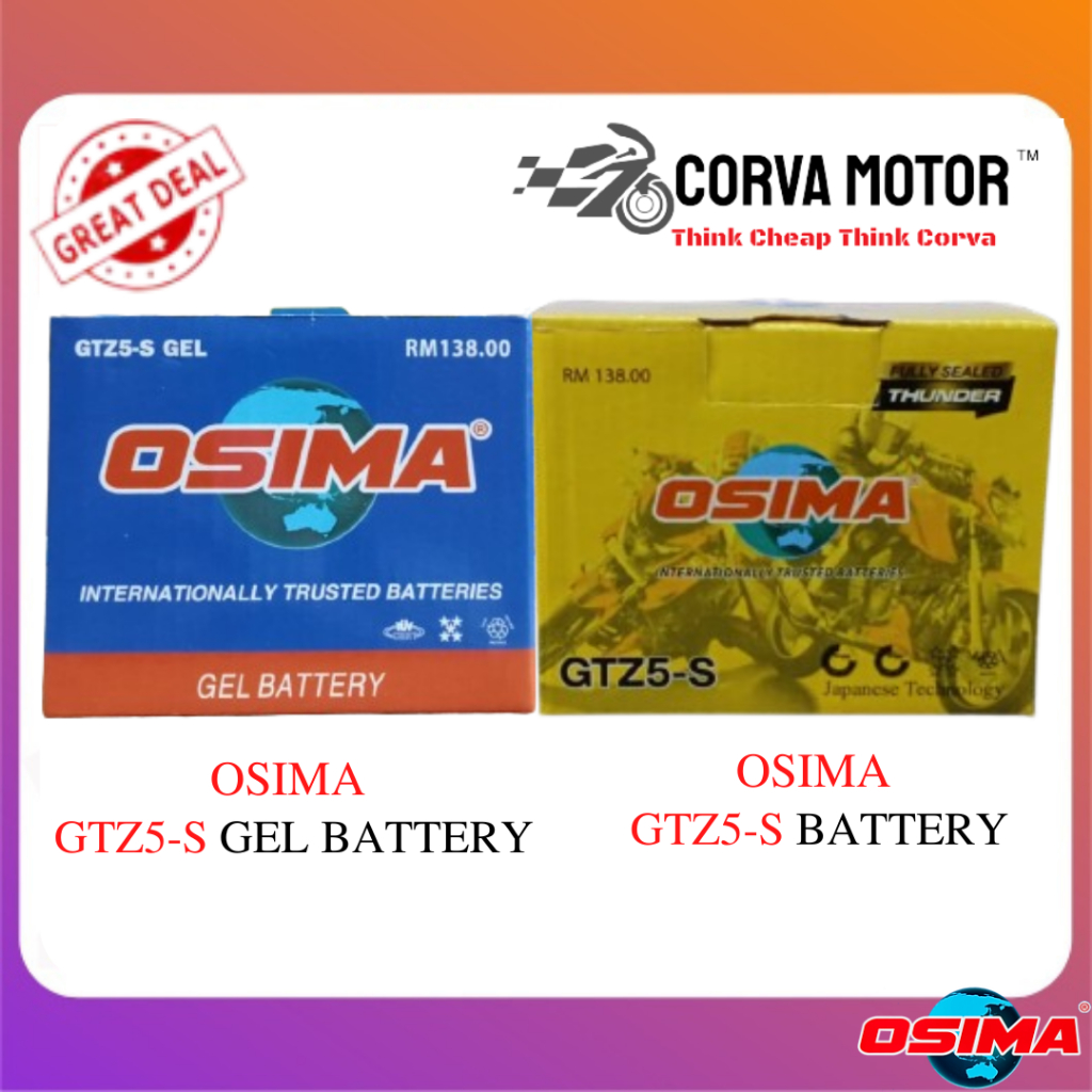 Corva Motor Osima Bateri Motosikal Gtz5 For Ex5 Dream Y15Zr Egos Wave ...