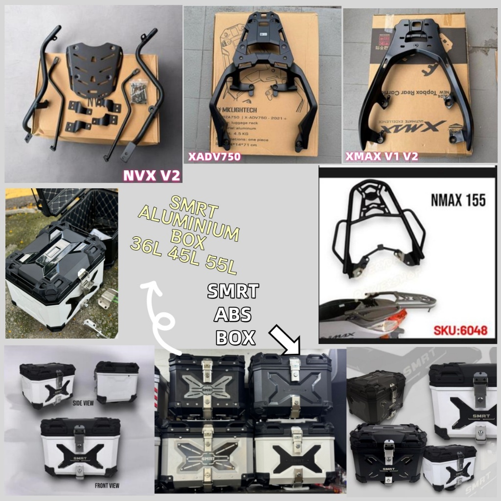 COMBO SET ~ Monorack + SMRT Top Box TOPBOX ABS ALUMINIUM 36L 45L 55L ...