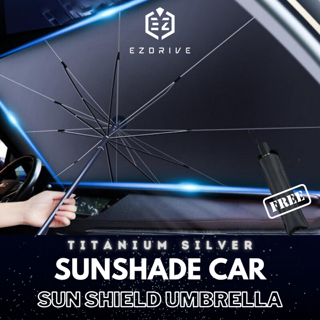 EZDRIVE Car Sunshade Umbrella Foldable Front windscreen car shield sun ...