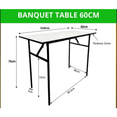Office Table (EXTRA THICK) 3V Foldable Wood Top Banquet Table 2ft x 4ft ...