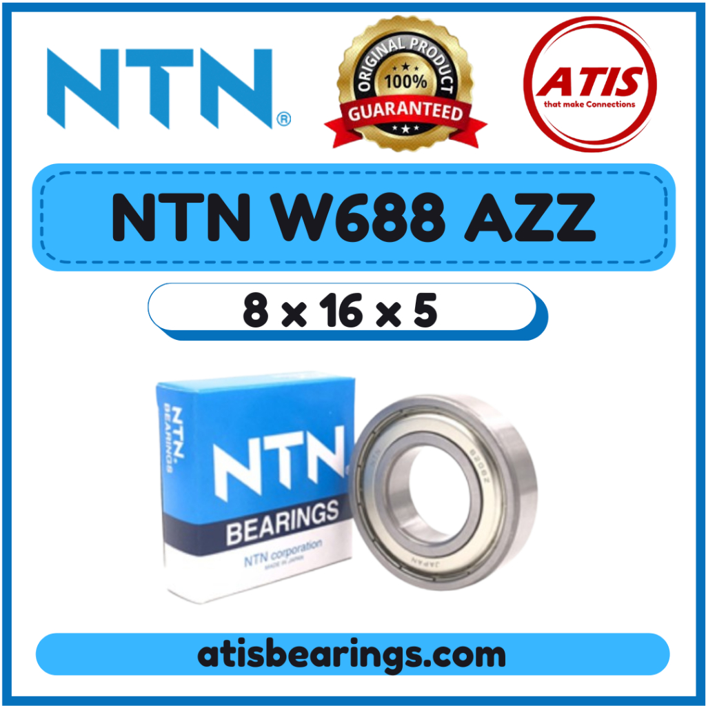 NTN 688 ZZ ( 8 x 16 x 5 ) 100% ORIGINAL Shielded Type Miniature Ball ...