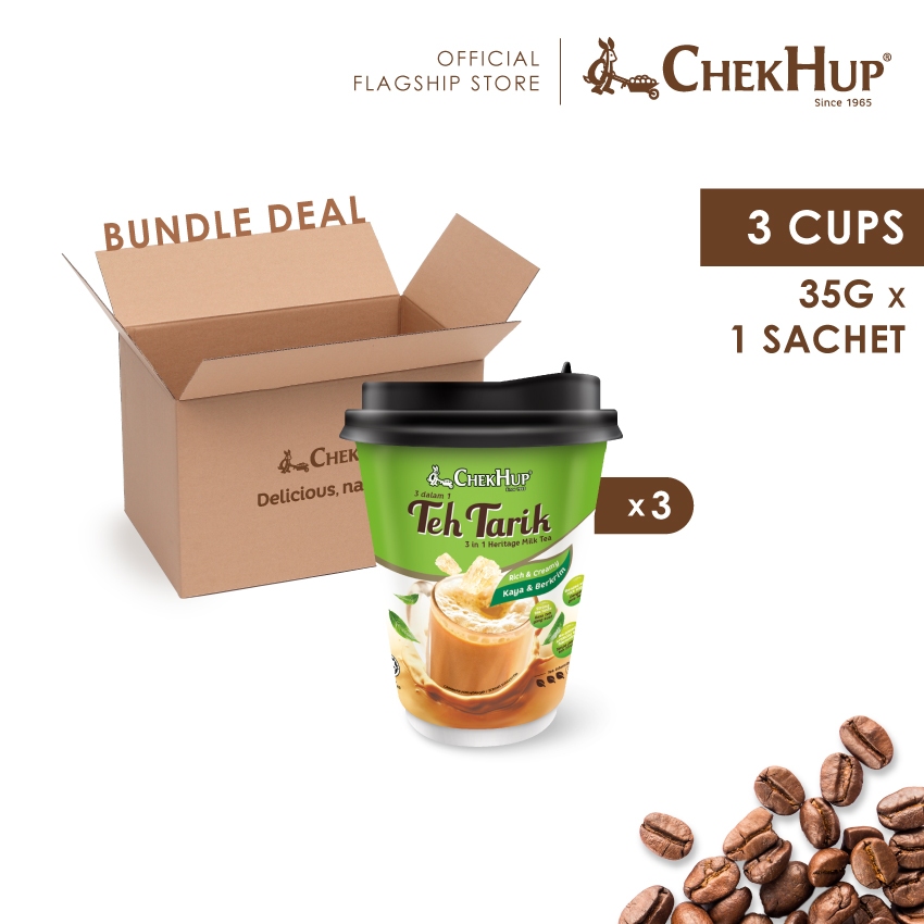 [Bundle of 3] Chek Hup 3 in 1 Teh Tarik Rich & Creamy Cup (35g ...