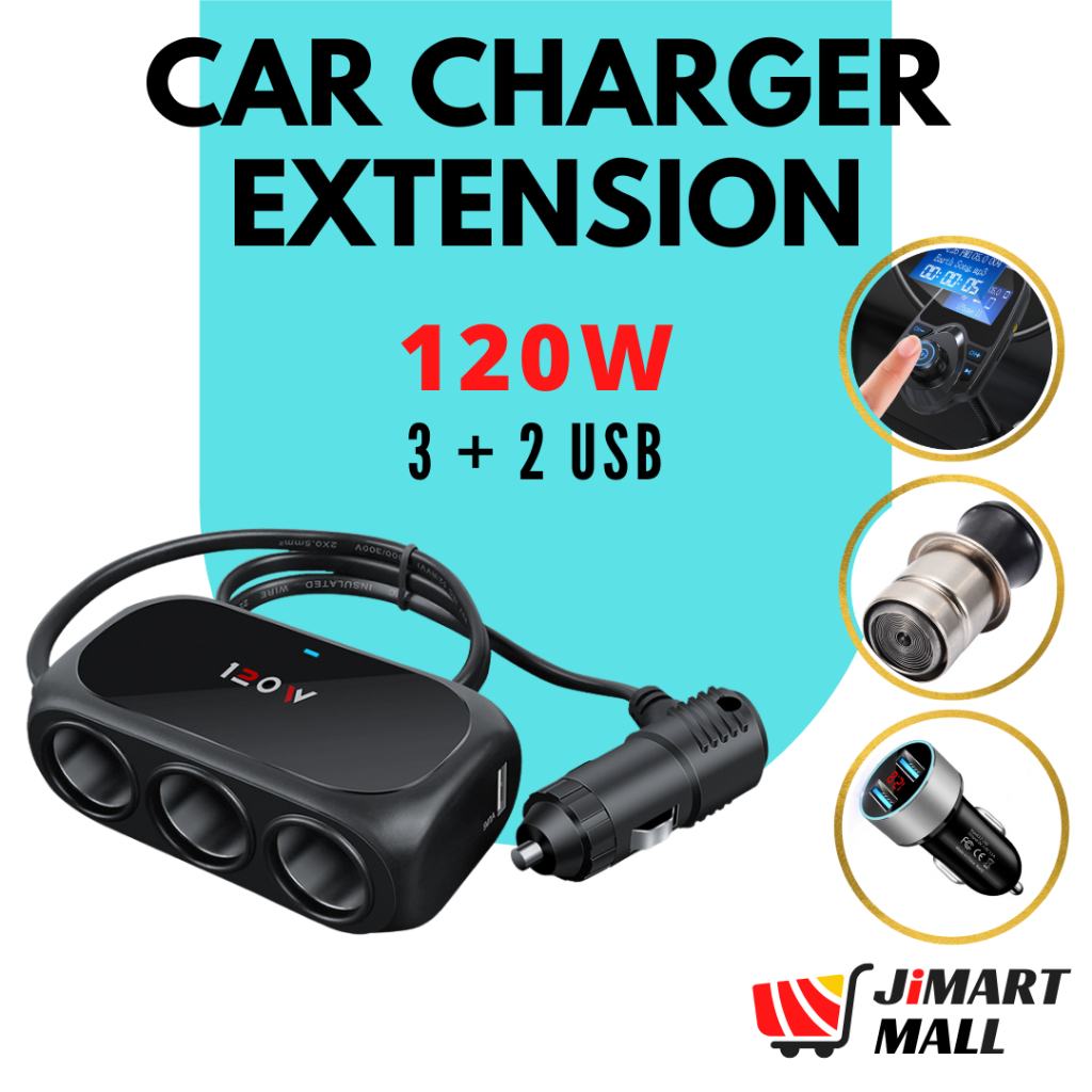 CAR CIGARETTE LIGHTER HEAD EXTENSION Splitter Multi Port Phone Charger ...
