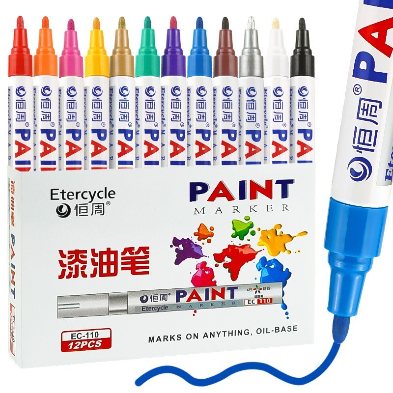 12Colors Metal paint pen White paint pen Color marker Industrial tire ...