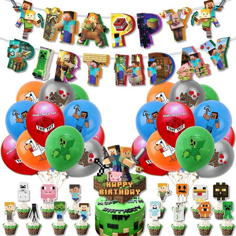 🇲🇾🎁Minecraft Birthday background Banner/Birthday Backdrop / Hari Jadi ...