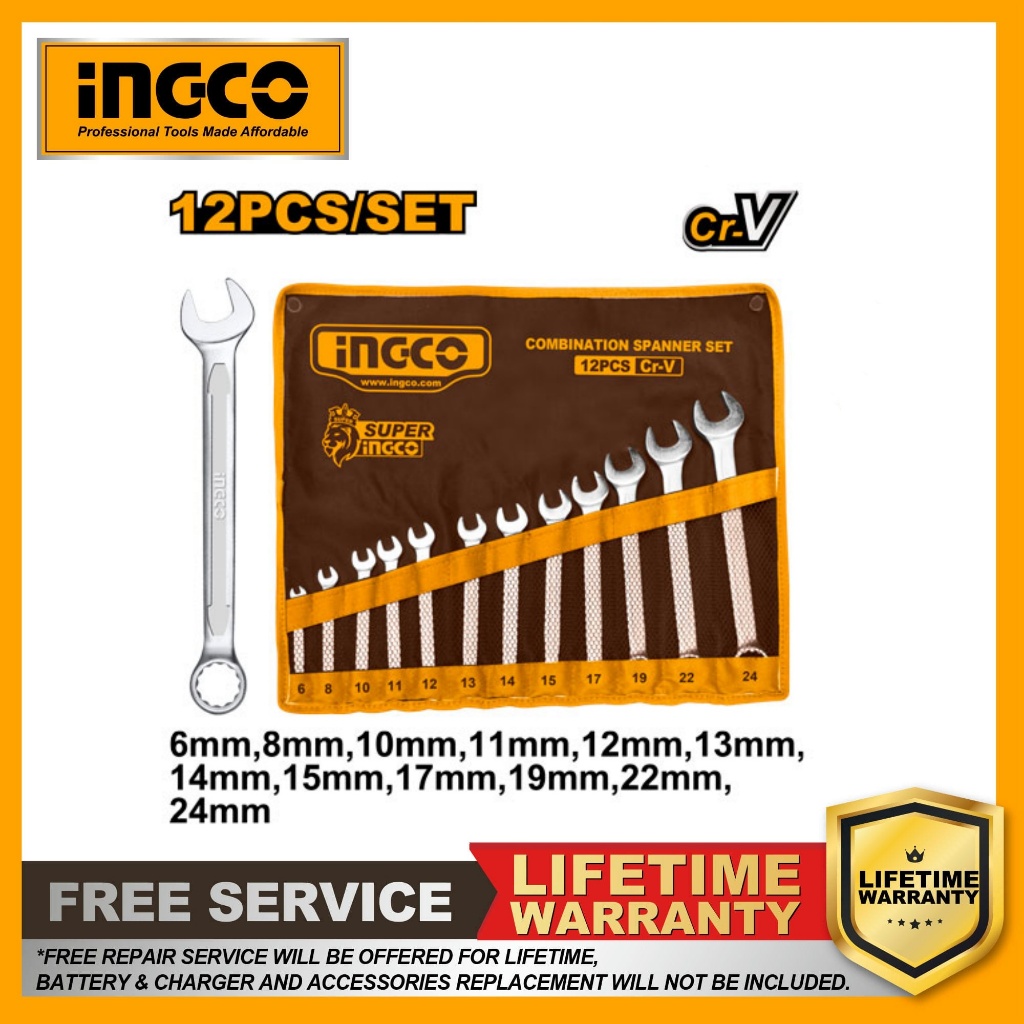 INGCO 12Pcs Combination spanner set HKSPA1142 | Shopee Malaysia