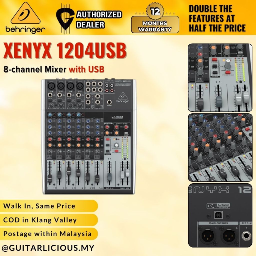 Behringer XENYX 1204USB 8-channel Mixer with USB (XENYX-1204USB ...