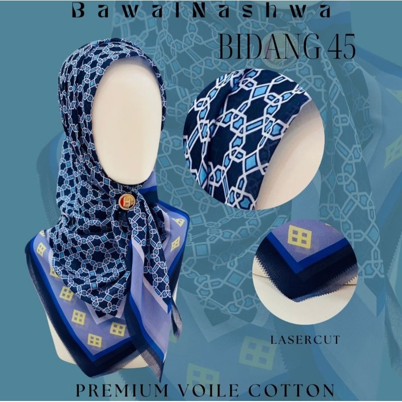tudung bawal premium cotton voile bawal laser cut bidang 45 anti kedut ...