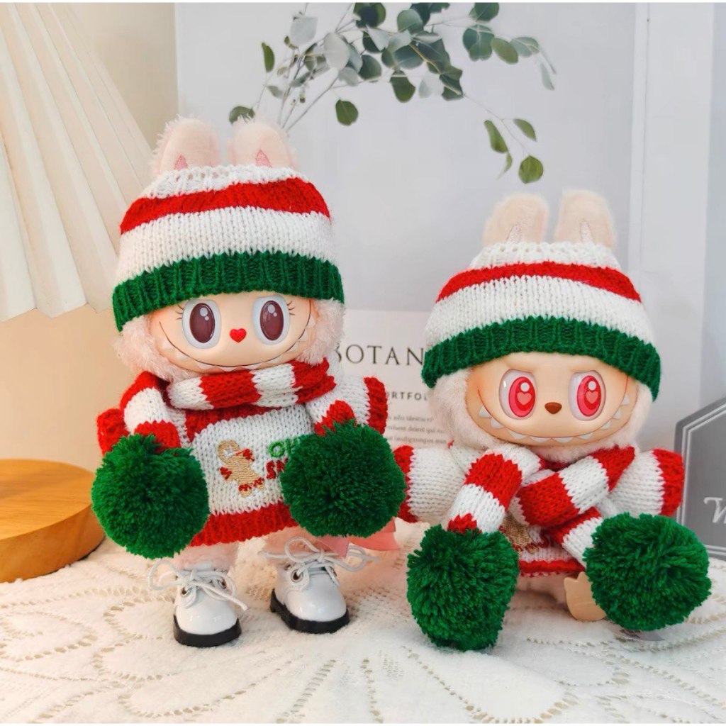 17cm Labubu Christmas Series Gen1 Gen2 universal clothes/sets Labubu 圣诞 ...