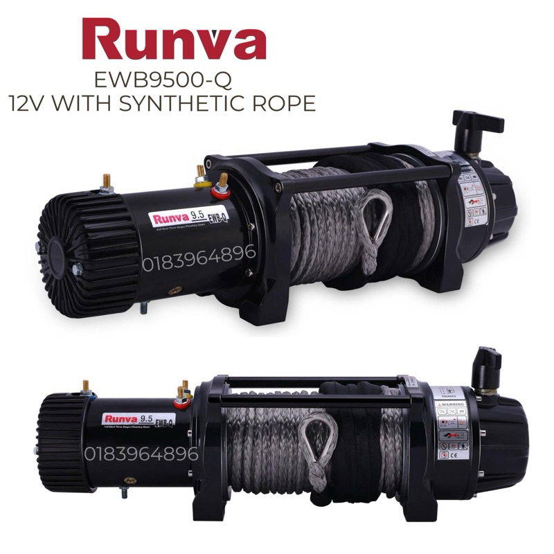 RUNVA WINCH EWB9500-Q PREMIUM EVO 9500LBS 12V With PLASMA ROPE WINCH ...