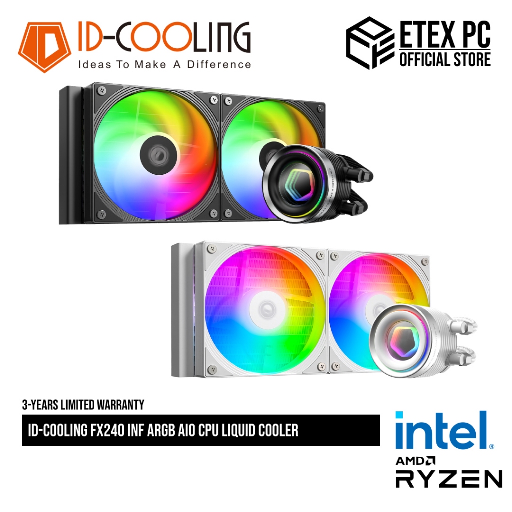 ID-COOLING FX240 INF ARGB AIO CPU Liquid Cooler - Black / White ...