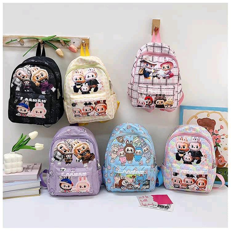 33cm Labubu Cartoon Children Backpack School Bag Kids Travel Backpack ...
