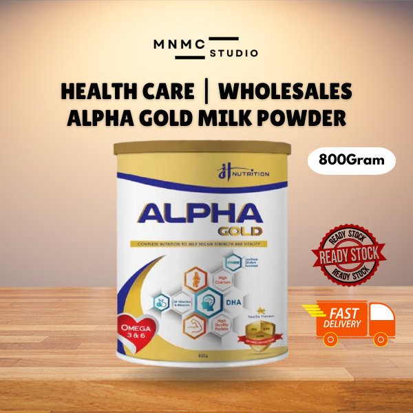 [800Gram] Alpha Gold Milk Powder - Omega 3&6[Vanilla Flavour] | Shopee ...