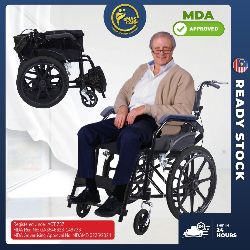 Emascare Self Push Big Wheel Wheelchair 13kg Kerusi Roda Ringan Tayar ...