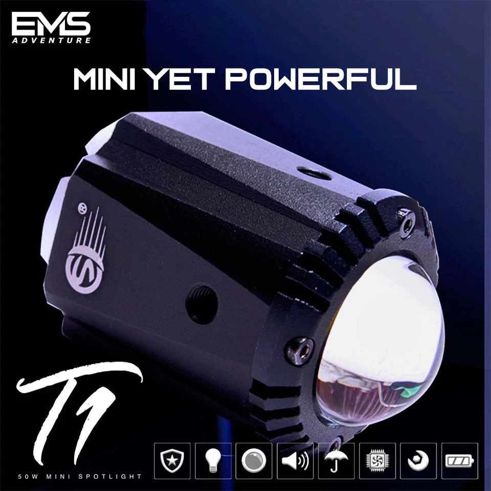 EMS LED SPORTLIGHT T1 MINI UNIVERSAL-50 WATT XMAX NMAX NVX ADV150 ADV160 XADV NSS250 FORZA250 ...