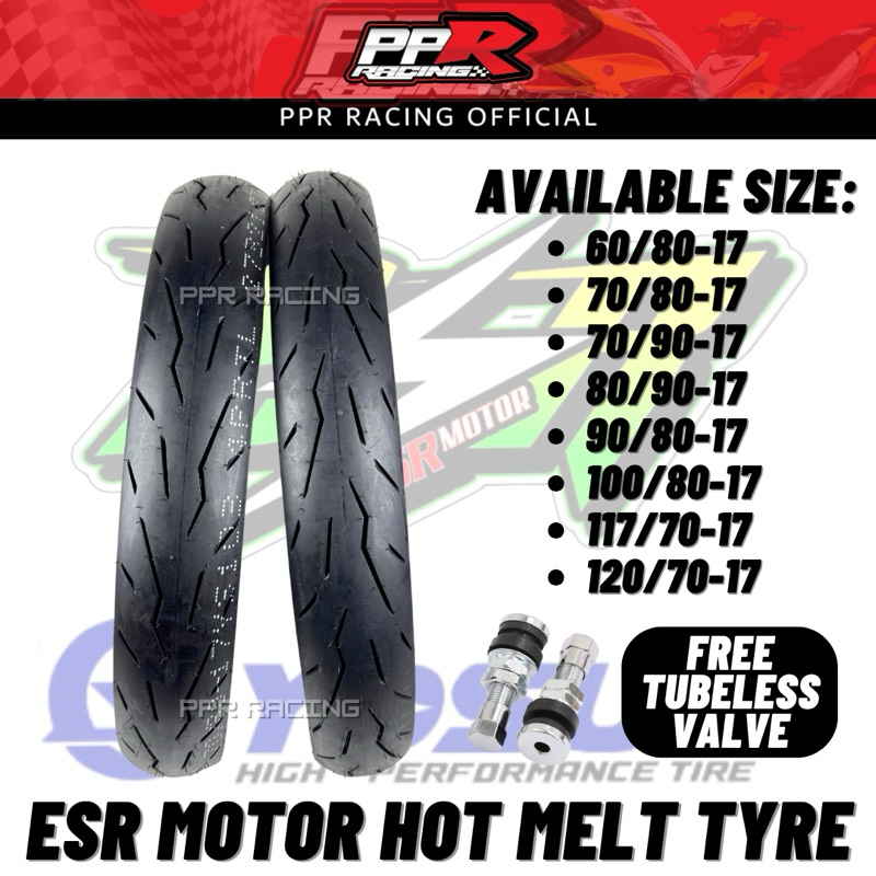 ESR MOTOR TAYAR TYRE TUBELESS 17 INCH 60/90 70/80 70/90 80/80 80/90 90/ ...