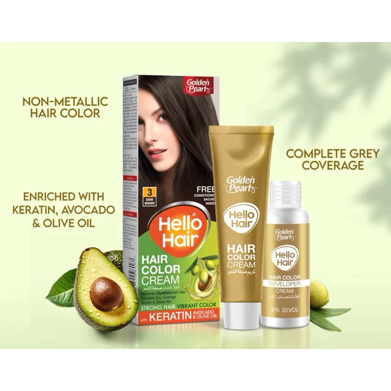 💯% Original, Golden Pearl Hello Hair with Keratin Hair Color Cream 100g ...