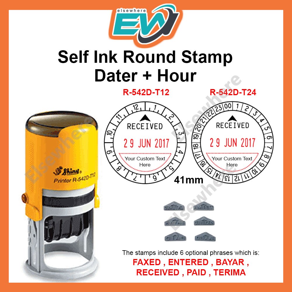 Shiny Self Inking Stamp (With Date & Time) R542D-T24 (24hours) R542D ...
