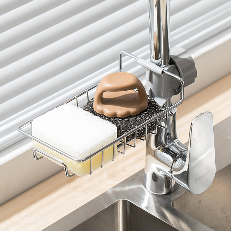 Kitchen Stainless Steel Faucet Sink Sponge Rak paip air Rak sinki ...