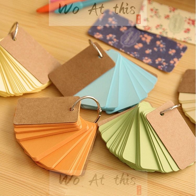 Portable Hard Cover Memo Flash Cards Metal Ring Blank Vocabulary Word ...