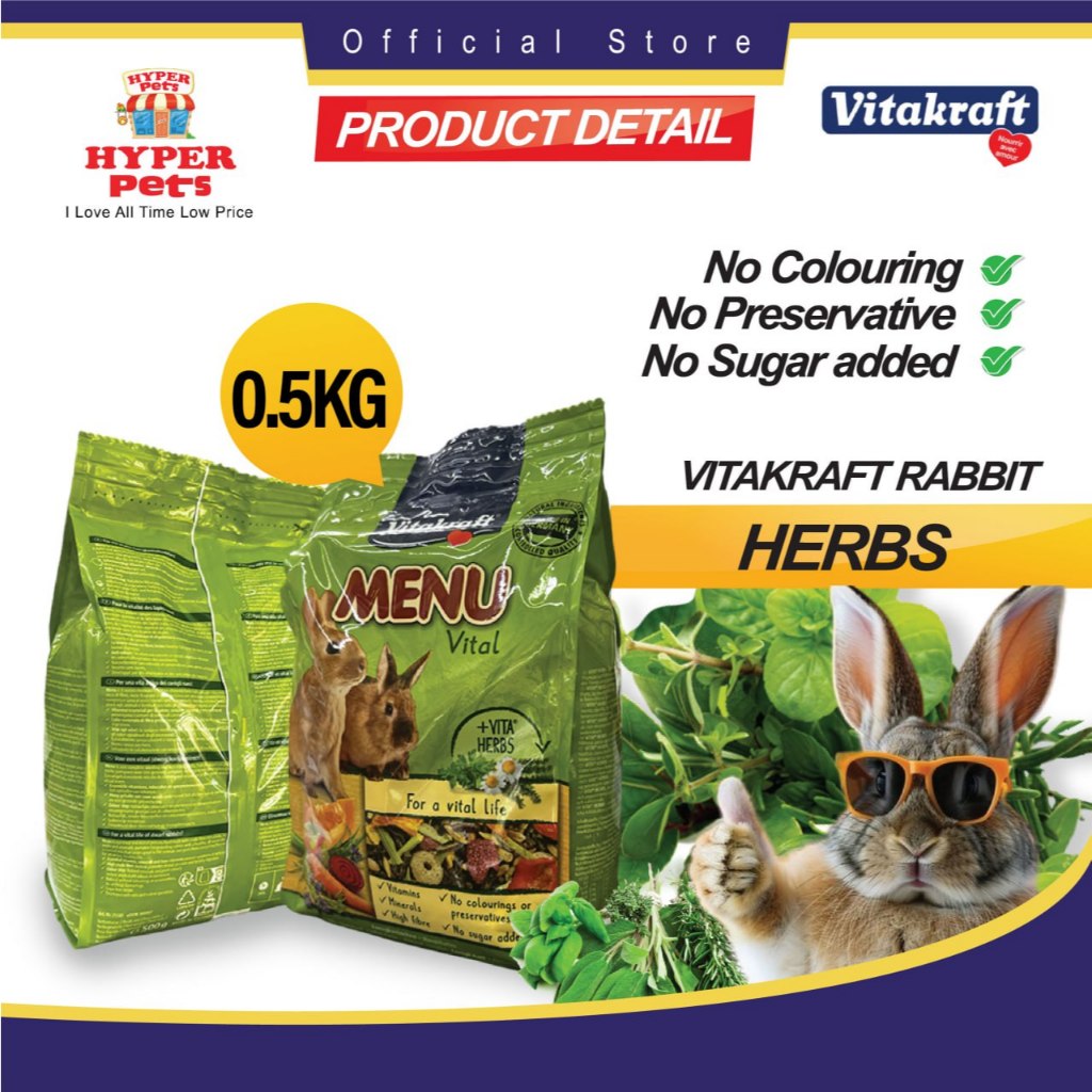 VITAKRAFT PREMIUM RABBIT FOOD 500g l / Makanan Rabbit / Makanan Arnab ...