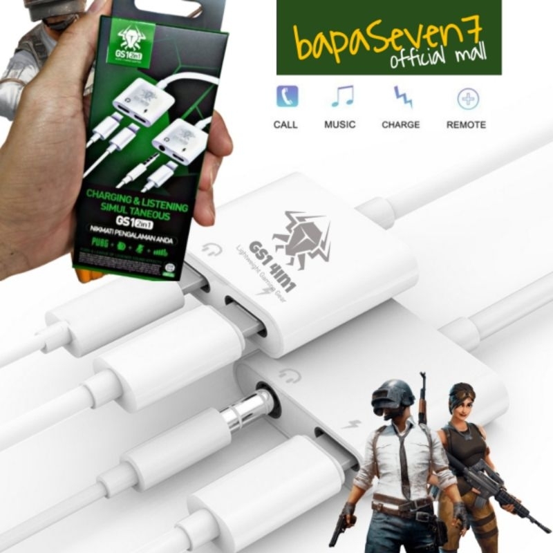 Adapter Phone Splitter Adapter Gaming PUBG Earphone Audio Jack 3.5mm ...