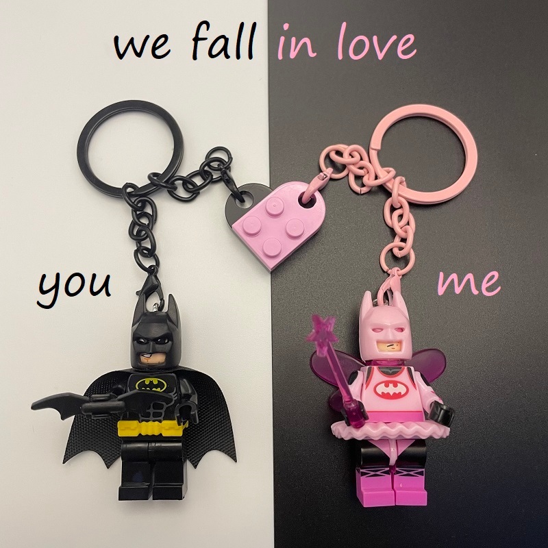 Lovely pink and black Batman colour keychain couple gift backpack ...