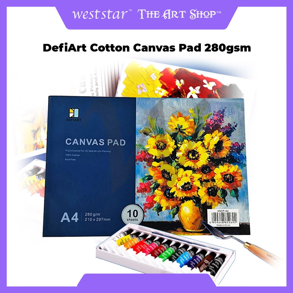 [WESTSTAR] DefiArt Cotton Canvas Pad / Gesso Primed Cotton Canvas Pad/Art Canvas Pad for Acrylic ...