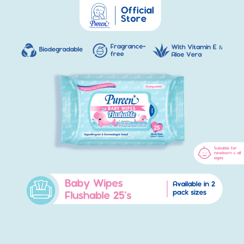 Pureen Baby Wipes Flushable 25'S | BWF | Shopee Malaysia