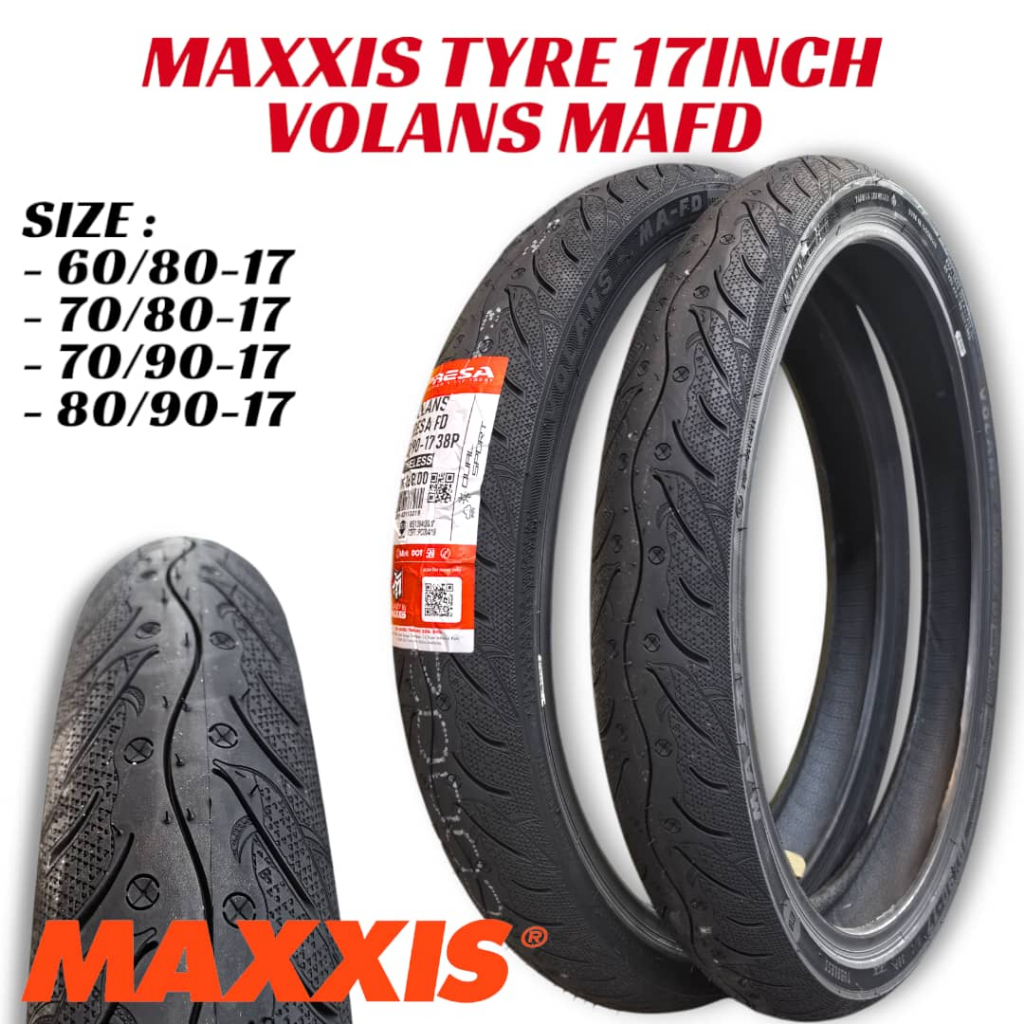 Maxxis 17INCH VOLANS PRESA FD Tubeless Tyra Motorcycle MAFD 60/80 70/80 ...