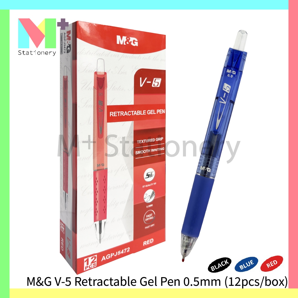 M&G V5 Gel Pen Retractable 0.5mm (12pcs/box) / Fast Dry Gel Pen ...