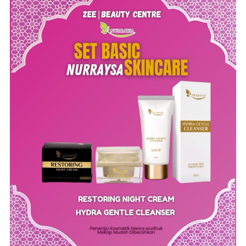 NURRAYSA SetBasicSkincare,Restoring NightCreamWajah,Pencuci Muka,Kulit ...