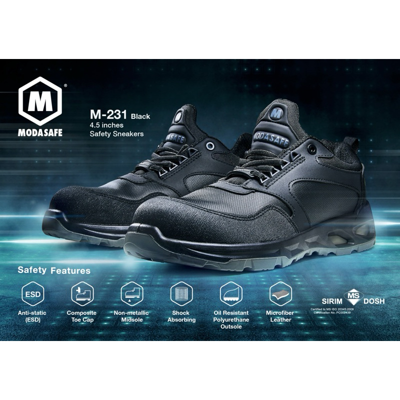 Modasafe M-231 Anti-static Low Cut 4.5" Laces-Up Safety Shoes (Sirim ...