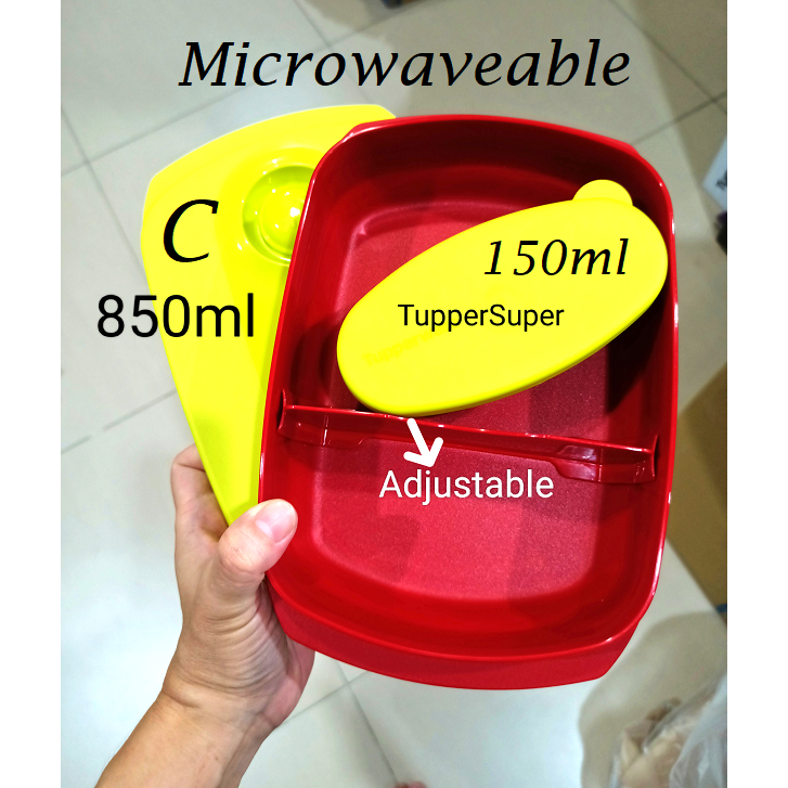 *C *Tupperware Reheatable Lunch Box 850ml/1.25L With adjustable divider ...