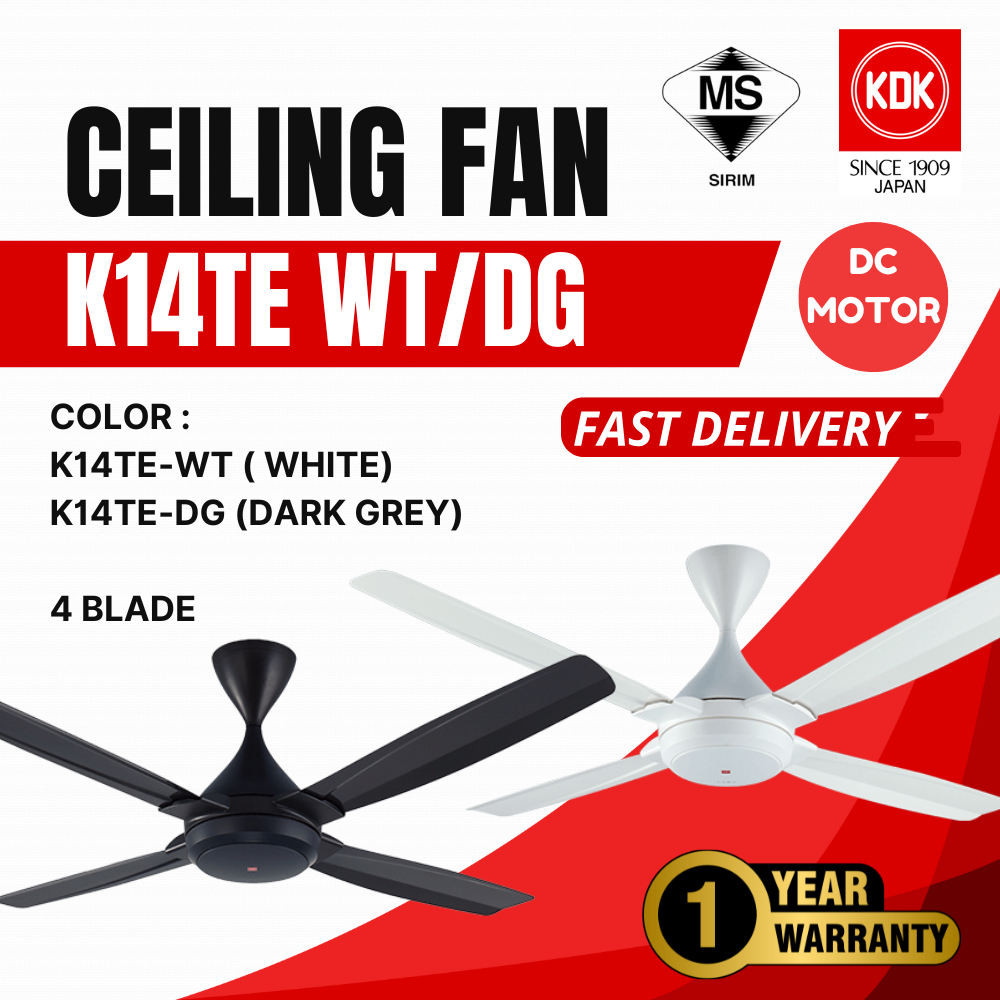 KDK DC 4 SERIES (140cm/56") 4 BLADE DARK GREY K14TE-DG/K14TE-WT ...