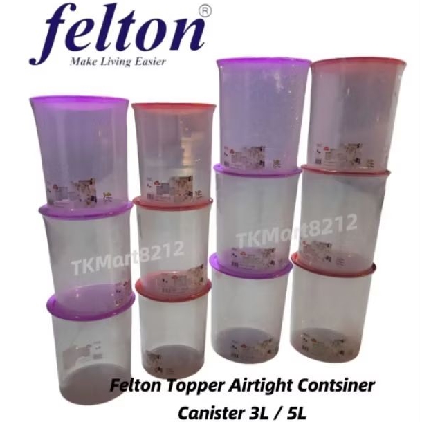 FELTON Topper Airtight Container Canister 1.5L/3L/5L | Shopee Malaysia