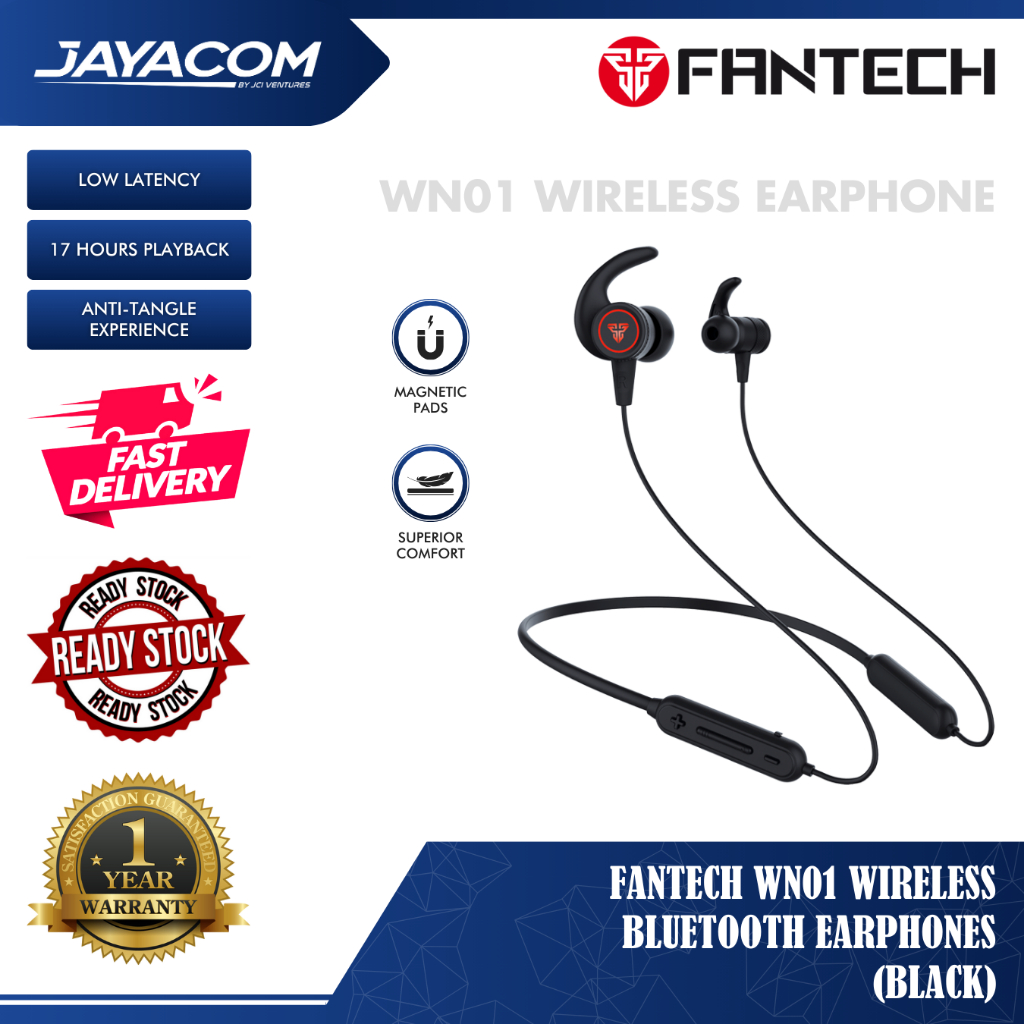 Fantech WN01 Wireless Bluetooth Earphones – Black (Low Latency / 17 ...