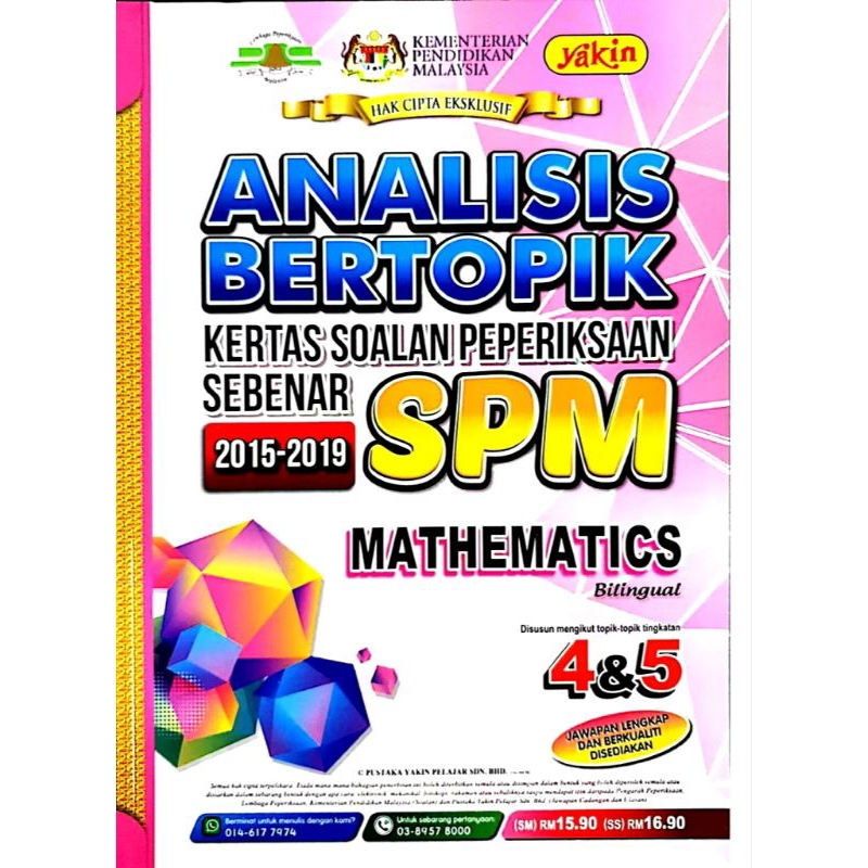 analysis Bertopik kertas soalan peperiksaan sebenar SPM 2015-2019 MATHEMATIC | Shopee Malaysia