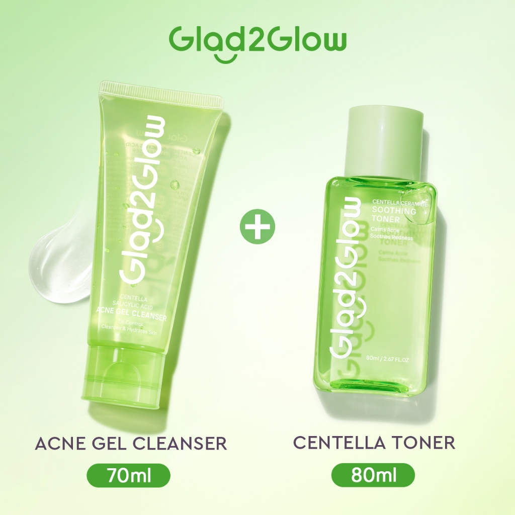 Glad2Glow 2 In 1 Skincare Set Cleanser+Toner Brightening/Repair/Anti ...