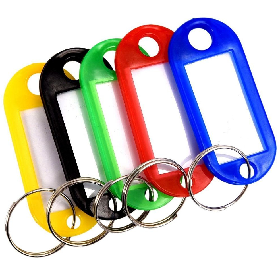 Plastic Keychain Key Tags ID Label Name Tags Split Ring keychain ...