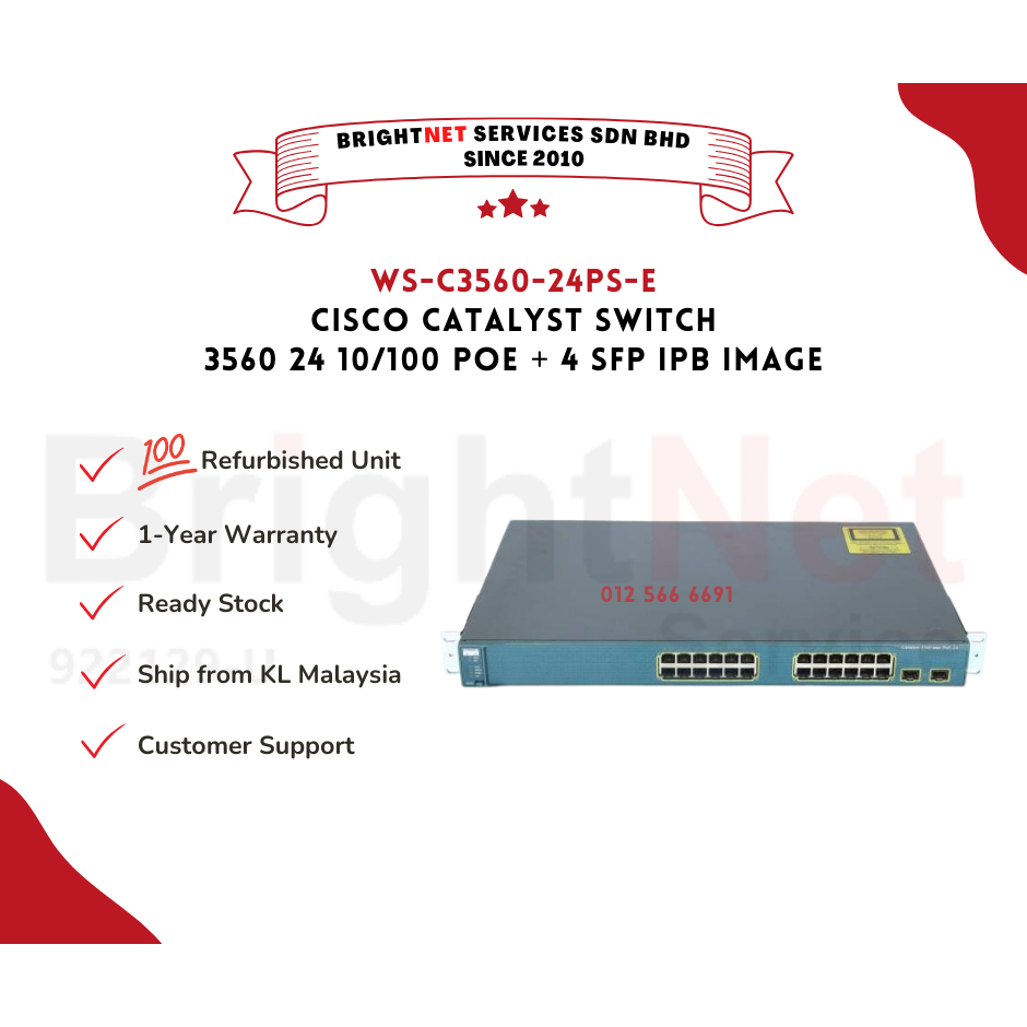 Refurbished Cisco WS-C3560-24PS-E, Cisco Catalyst switch 3560 24 10/100 ...