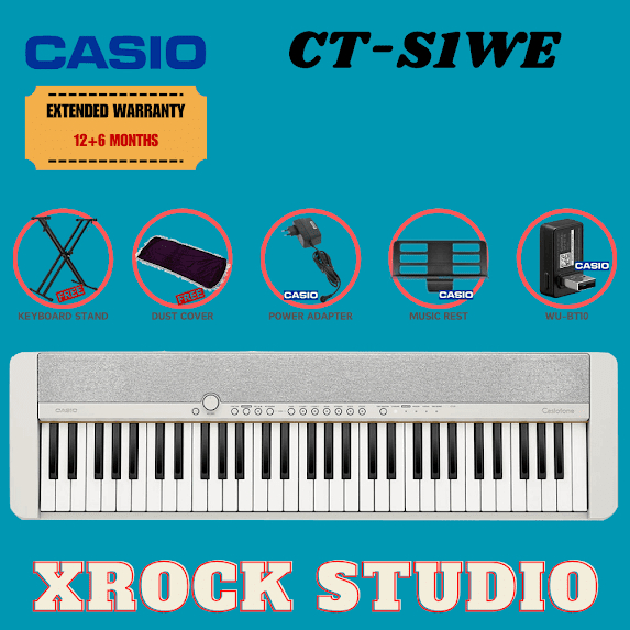 Casio CT-S1 61-key Portable Keyboard w/Keyboard Stand And WU-BT10 ...