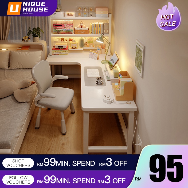 L Shape Table Study Table Meja Belajar 180CM Gaming Table Corner Desk ...