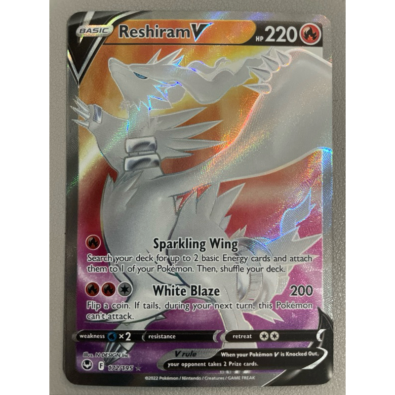 Pokemon PTCG SS12 Silver Tempest - 172/195 ReshiramV (Full Art Ultra Rare) | Shopee Malaysia