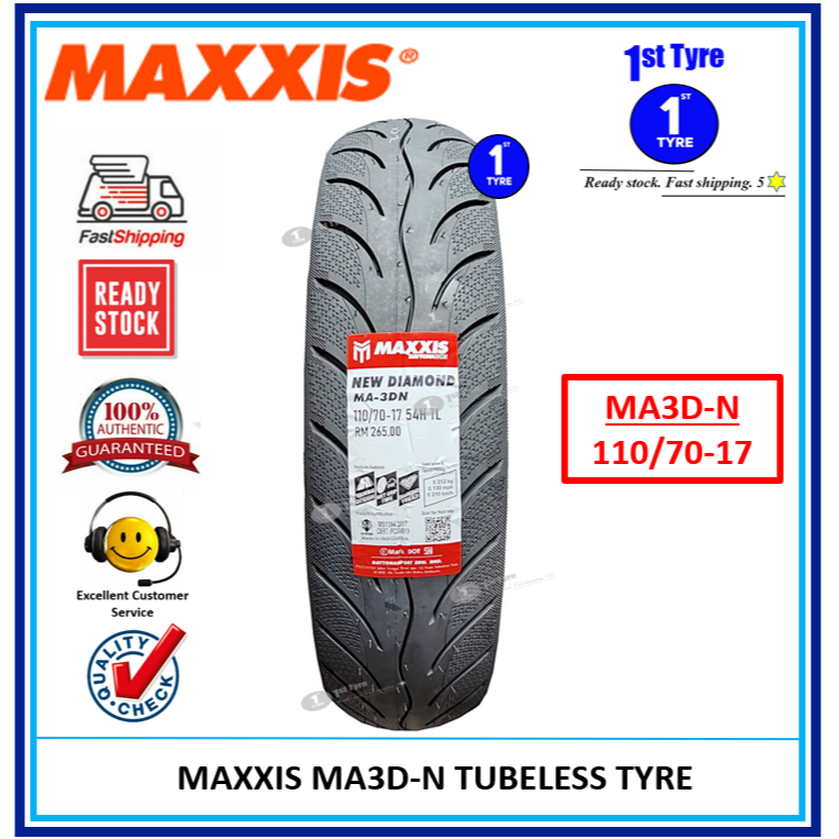 MAXXIS DIAMOND MA-3DN/ MA3D-N 110/70-17 TUBELESS (DIAMOND TYRE) (YEAR ...
