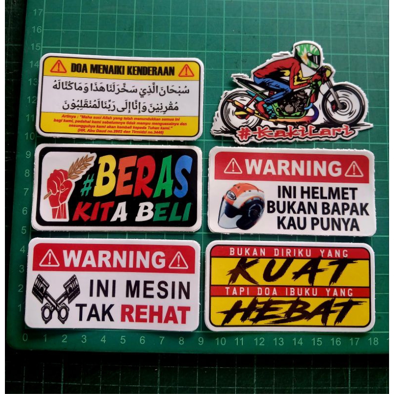 Sticker Doa, kaki lari, warning helmet, mesin, beras | Shopee Malaysia
